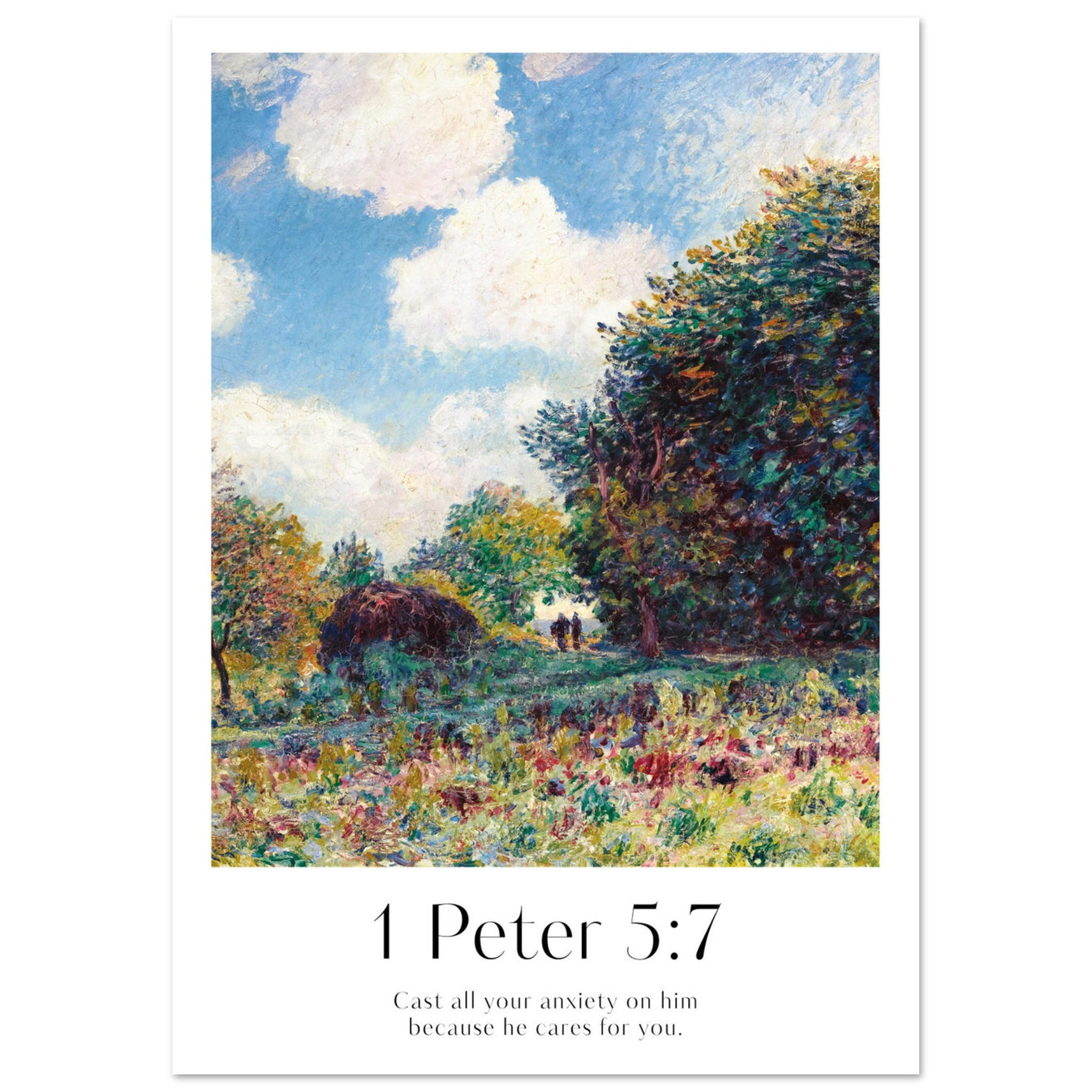 1 Peter 5:7 Print | Christian Wall Art | Vintage Bible Scripture Decor ...