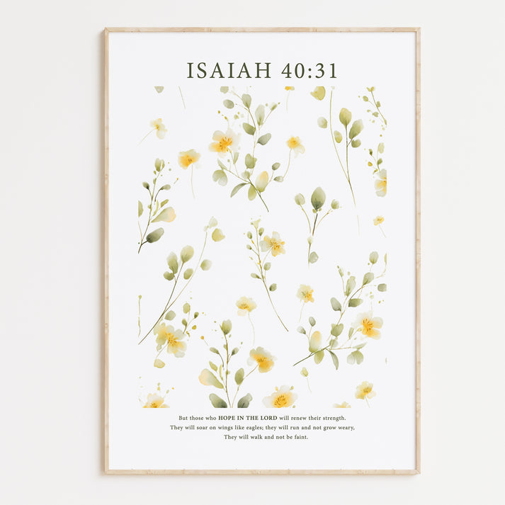 Isaiah 40:31 Print | Christian Wall Art | Floral Bible Scripture Decor ...